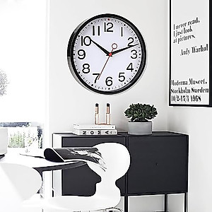 QWANPET Wall Clock,9 Inch Modern Wall Clocks,Quality Quartz Silent Non Ticking Wall Clock, Decor Wall Clocks for Office, Home, Bathroom, Kitchen, Bedroom, School, Living Room(Black)