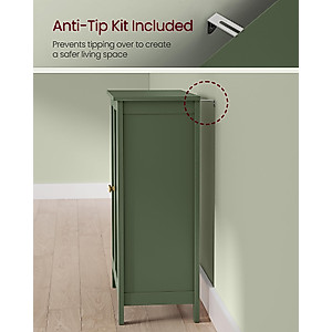 VASAGLE Bathroom Floor Storage Cabinet, Freestanding Bathroom Storage Unit with 2 Adjustable Shelves, 11.8 x 23.6 x 31.5 Inches, Forest Green UBCB060C01