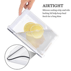 Julyeen 6 Packs Large Plastic Airtight Rectangular Food Storage Container, 15L/33 Lbs, Kitchen Pantry Dry Food Cat/Dog Food Storage Containers Set, Proof Dough Containers, Bread Box