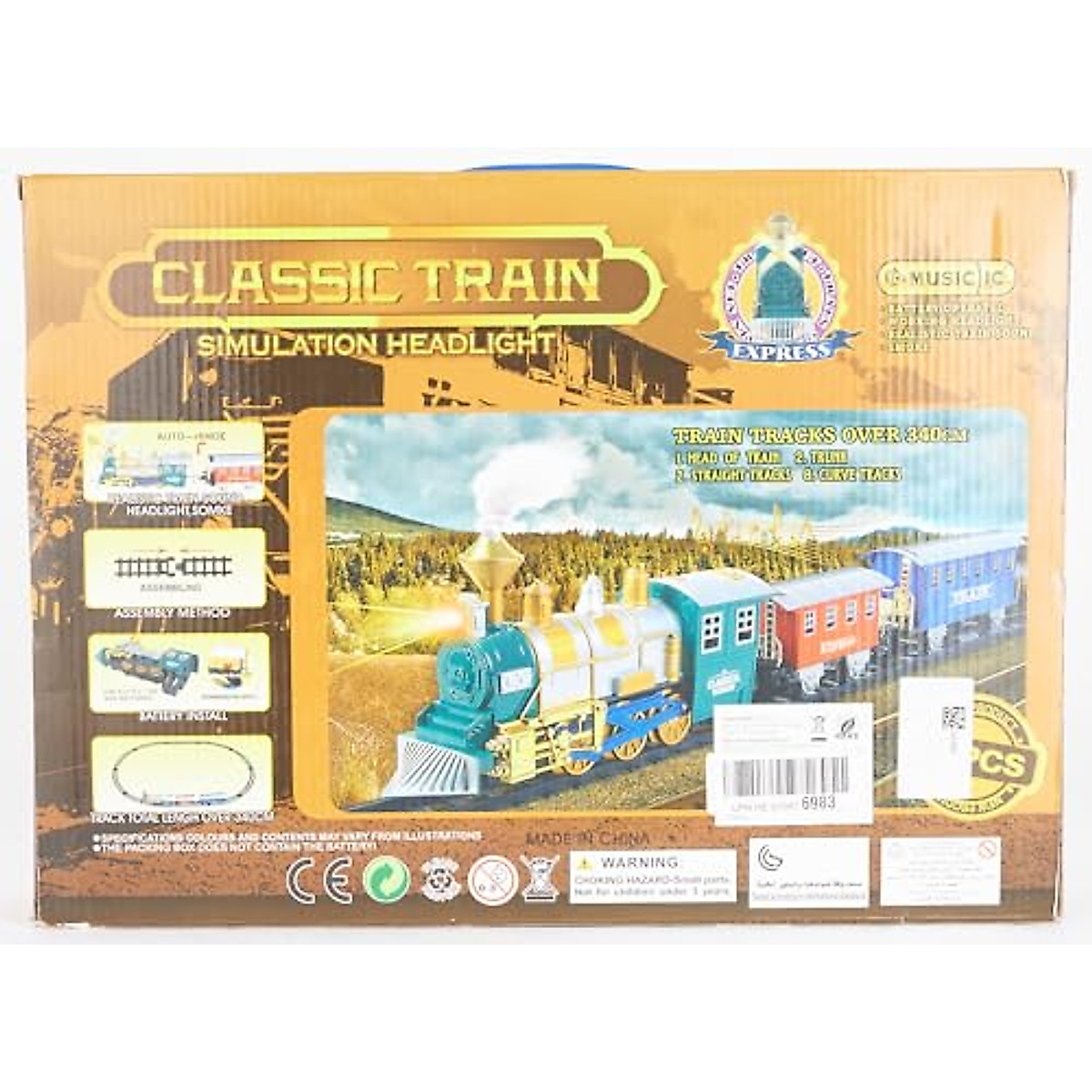 deAO Train Set for Christmas Tree,Classical Christmas Train Sets with Headlight, Smoke, Realistic Sounds, 3 Car Carriage and 11 Feet Track – Great Accessory for Kids and Christmas Decoration