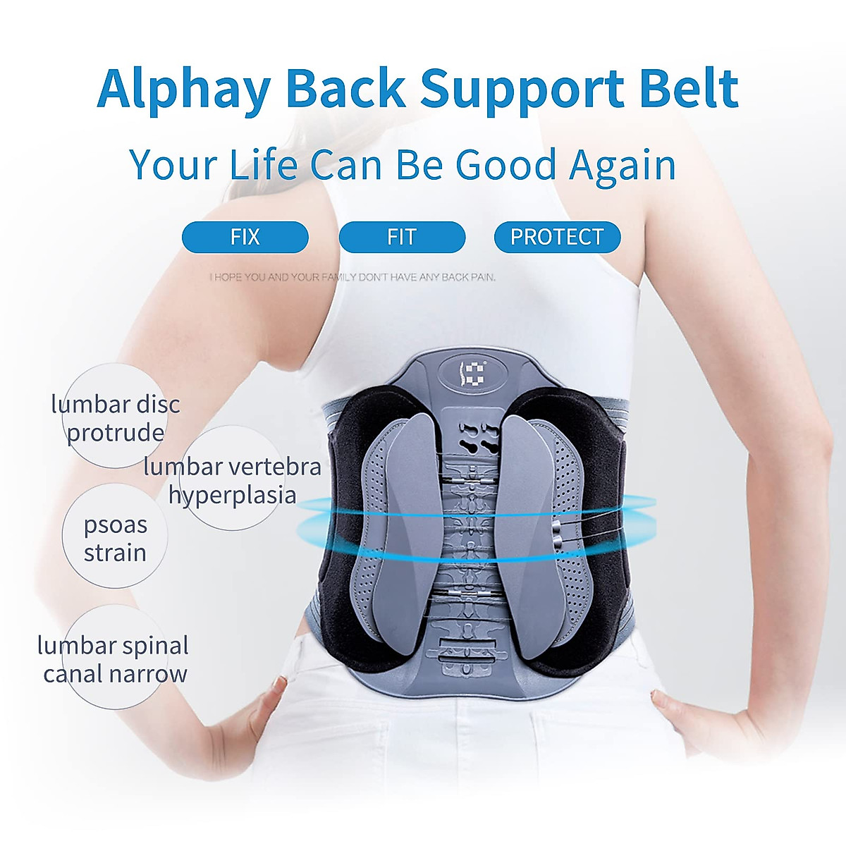 ALPHAY Back Brace - Immediate Relief from Back Pain, Herniated Disc, Sciatica, Scoliosis - Breathable Lumbar Belt with Lumbar Pad- Adjustable Support Straps- Lower Back Belt-L