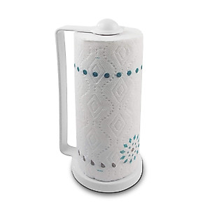 Spectrum Diversified Portable Holder Kitchen Countertop Storage, Durable Plastic Paper Towel Dispenser, Holds Standard & Jumbo Rolls, 6.5"L x 5.5"W x 13.5"H, White