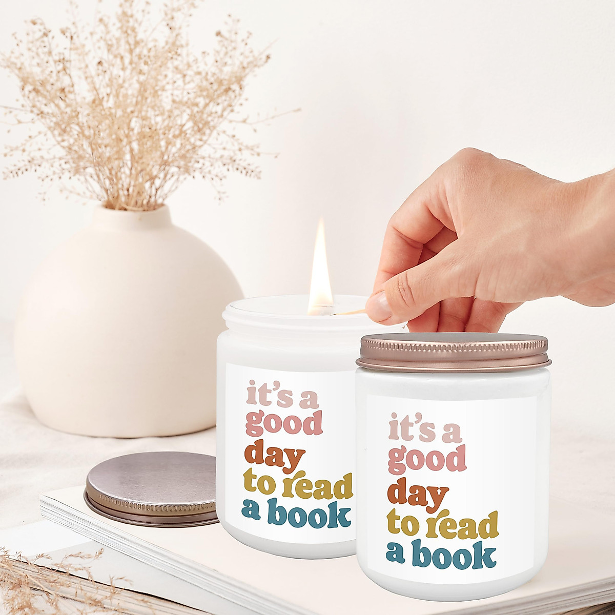 Qvapt Lavender Candle - Eco-Friendly Soy Wax, 8 oz Jar, 40 Hours Burn Time, Gift for Book Lovers, Relaxation & Aromatherapy