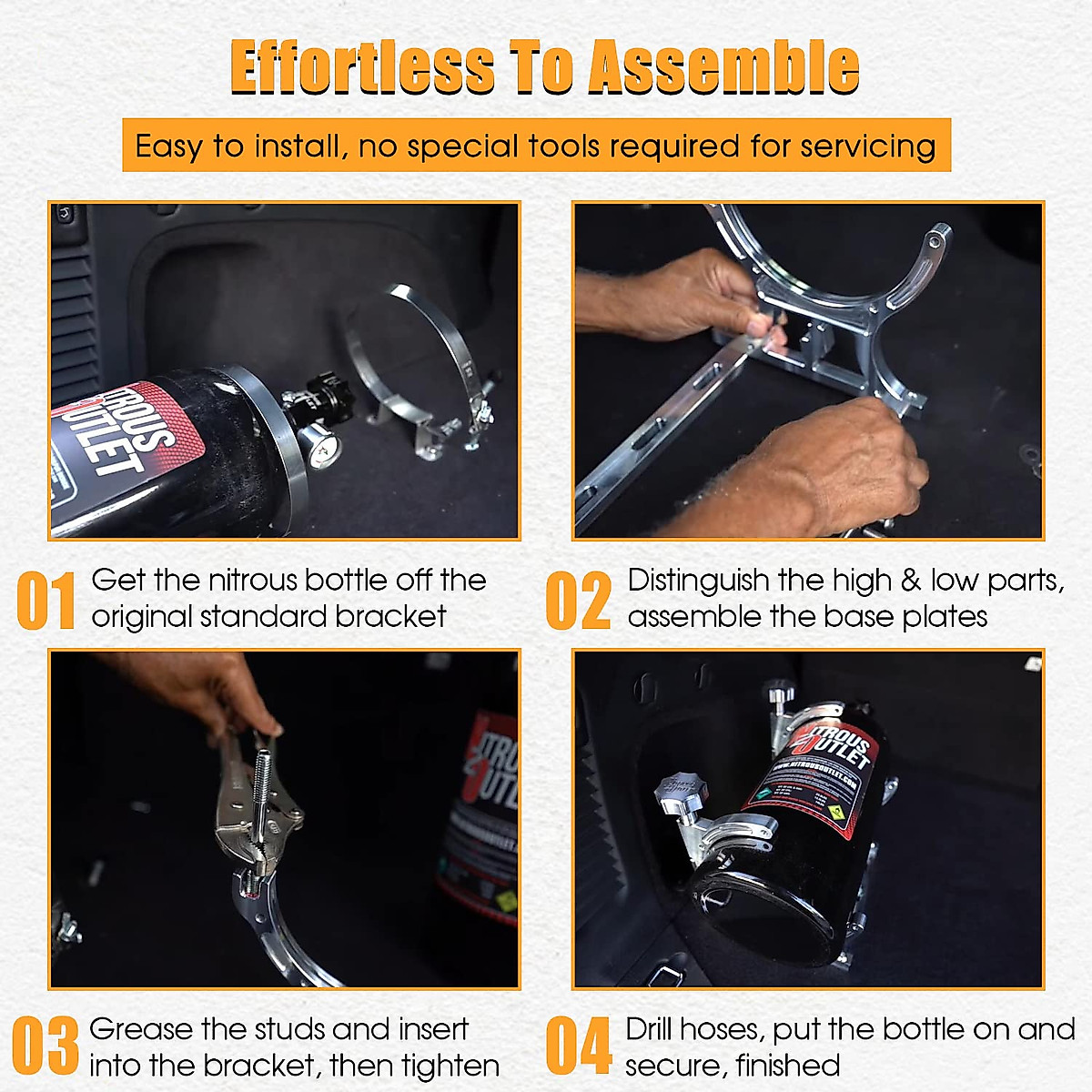 PCE150.1001 Nitrous Oxide Nos Aluminum Single Bottle Holder Bracket for All Vehicles with 10lb Bottles, or Bottles in 7" Diameter, Replace for Part Number PC01110, PC10012, PCE150