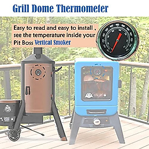 Replacement Black Dome Thermometer for Pit Boss 2-Series / 3-Series Vertical Smoker Grills, Pit Boss Memphis Ultimate Thermometer,Pit Boss PB1230G Combo Grills Heat Indicator