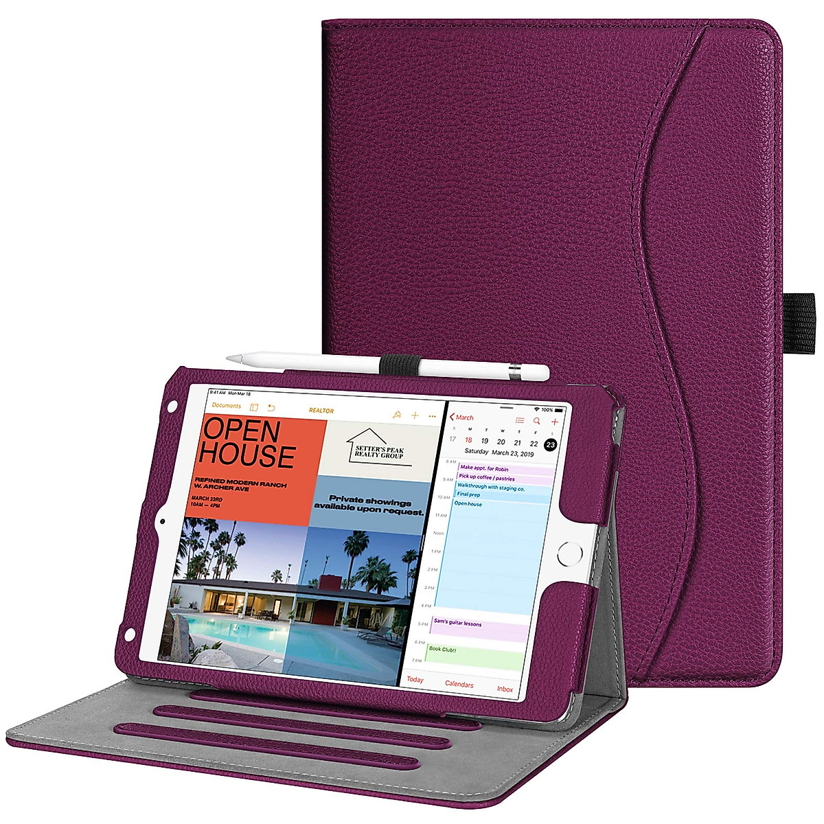 Fintie Case for iPad Mini 4 - [Corner Protection] Multi-Angle Viewing Folio Smart Stand Protective Cover with Pocket, Auto Wake/Sleep, Compatible with iPad Mini 5th Gen 2019 (Purple)