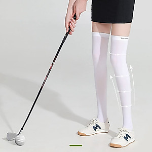 Hopply Golf Sun Protection Socks UPF50+ Overknee Stocking Ice Silk Breathable Cool Socks for Women School Outdoor Sports (as1, alpha, one_size, regular, regular, 3Pairs-long(white), One size)