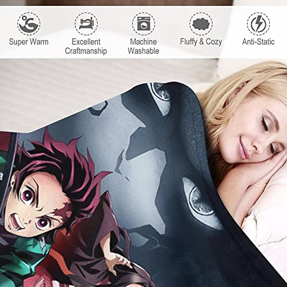 Warce Glosen Unisex Anime Throw Blanket Flannel Fleece Blankets for Bedding Couch Sofa Living Room Throws All Season 50"X40"