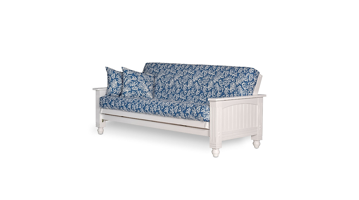 Cottage Futon Frame Queen Size Satin White - Solid Hardwood Design