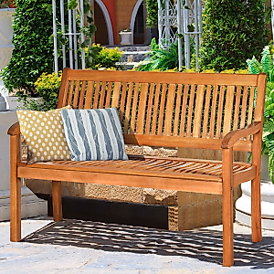LDAILY Moccha Wood Outdoor Bench, Multi-use, Sturdy and Durable, Easy Assembly, Natural Teak Material, Ideal for Garden, Patio, Porch