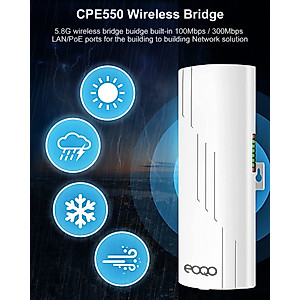 Wireless Bridge Point to Point Outdoor for Starlink Satellite Internet Extension, 5.8GHz 100Mbps Starlink WiFi Extender,Outdoor Access Point, 3KM Ethernet Bridge with 2 RJ45 LAN Port 2-Pack