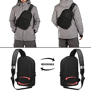 CANTLOR Men Small Sling Bag Crossbody Backpack Travel Daypacks Chest Pack Lightweight Outdoor Shoulder Bag One Strap (Black)