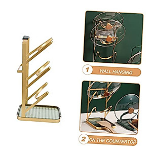 STOBAZA Wall Mounted Pot Lid Rack Utensil Rest Cutting Board Holder Pan Lid Organizer Rack Carbon Steel Lid Stand Kitchen Supplies Kitchen Organization Golden Shelf Storage PC