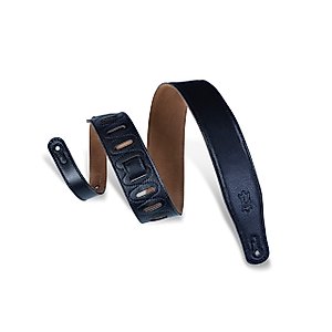 Levy's Leathers 2.5" Extra-Long and Padded Garment Leather Guitar Strap; Adjustable 37" - 63"| Black (M26GF-XL-BLK)