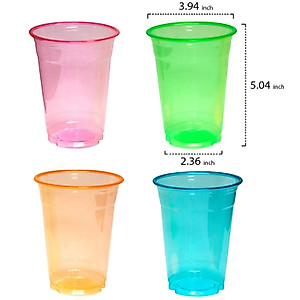 Party Essentials Soft Plastic 16-Ounce Party Cups/Pint Glasses, 40-Count, Assorted Neon