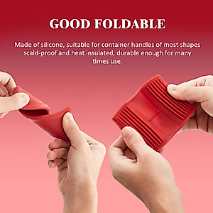 2 Pairs Silicone Assist Handle Holder Heat Insulated Hot Pot Grip Handle Cover Sleeve Grip for Cast Iron Woks, Pans, Griddles, Skillets, Plates (Red and Black)