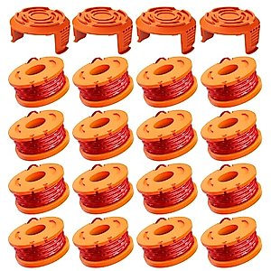 20 Pack WA0010 Trimmer String Compatible with Worx Weed Eater, 0.065" Autofeed Replacement Spool Trimmer Line for Worx Weed Eater (16 Line Spools + 4 Cap)
