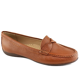 Marc Joseph New York Womens Casual Comfortable Genuine Leather Lightweight Driving Moccasins Classic Fashion Twisted Penny Slip On Ladies Driving Loafer Flat Shoes Cognac Tumbled 9