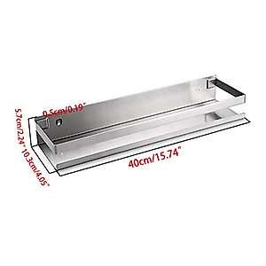 OwnMy Bathroom Shower Shelf Stainless Steel Bath Kitchen Basket Shower Caddy Rack, Rustproof Metal Bathroom Storage Floating Shelves Wall Mounted Shower Corner Rectangular Shelf - 16 Inch Silver