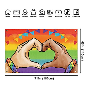 LGBTQ+ Gay Pride Backdrop Pride Flag Decor Gay Lesbian Bisexual Transgender Pride Day Month Parade Rainbow Party Decoration and Supplies for Home