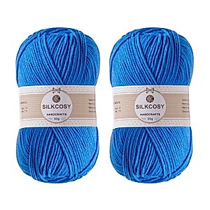 2 Pcs Crochet Yarn, Feels Soft 280 Yards Assorted Colors 4ply Acrylic Yarn,Yarn for Crochet & Hand Knitting-Sky Blue