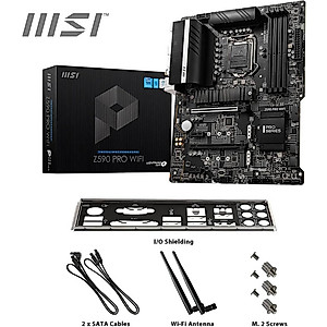 MSI Z590 PRO WiFi ProSeries PC Gaming Motherboard (ATX, 11th/10th Gen Intel Core, LGA 1200 Socket, DDR4, PCIe 4, M.2 Slots, USB 3.2 Gen 2, 2.5G LAN, DP/HDMI, Wi-Fi 6E) (Renewed)