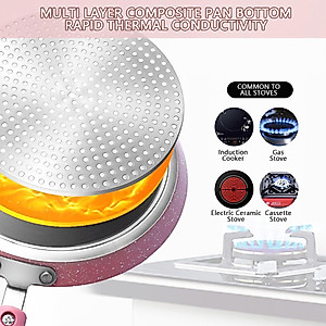 JUSTUP Nonstick Frying Pan Set，3 Piece Pots and Pans Set Nonstick，Pink Kitchen Cookware Sets with Non Stick Pan Coating,10 Inch,8 Inch and 6 Inch Non Stick Cooking Set Suitable for All Stoves (Pink)