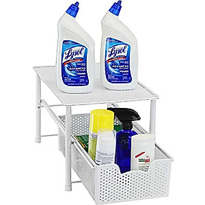 Simple Houseware Stackable Under Sink Cabinet Sliding Basket Organizer Drawer, White