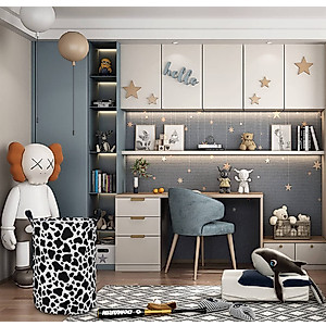 NTAOHAMPER Cow Laundry Basket,Collapsible Baby Nursery Hamper,Waterproof Kids Toys Storage Bin with Handles for Bedroom,Room Decor,Gift Basket(Cow Stria)