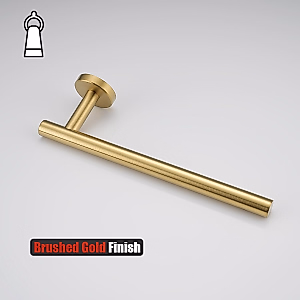 JQK Hand Towel Holder Towel Ring Gold, Thicken 0.8mm 304 Stainless Steel Bathroom Hand Towel Bar, 9 Inch Wall Mount Towel Rack Hanger, Brushed Gold, THH110L9-BG