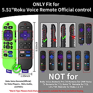YIPINJIA Cover for Roku Voice Remote Official,【3Pack】Soft Silicone Case(Glow in the Dark)for Roku Players/Roku Audio/Roku TV Controller with Lanyard|Light Weight/Anti Slip/Shock Proof(Blue+Green+Pink)