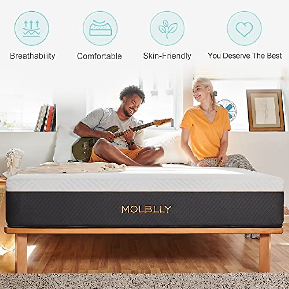 Molblly Queen Mattress - 10-Inch Hybrid Mattress with Individual Pocket Springs and Foam, Queen Size Bed in a Box, Breathable and Pressure-Relieving, Medium, Mattresses Queen Size 60"*80"*10"