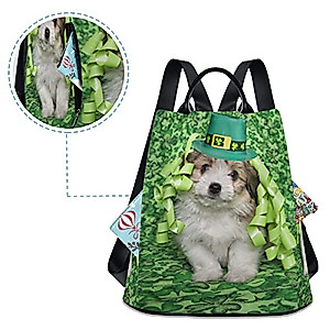 ALAZA Irish Shamrock Patricks Day Hat Women Backpack Anti Theft Back Pack Shoulder Fashion Bag Purse