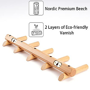 Goglory Wooden Coat Rack Wall Mount, Wood Coat Hooks Wall Mounted, 5 Wood Hooks for Hanging Coats Vintage & Pretty, Coat Hook Easy to Install, Wall Mounted Coat Rack for Hat, Robe, Backpack, etc