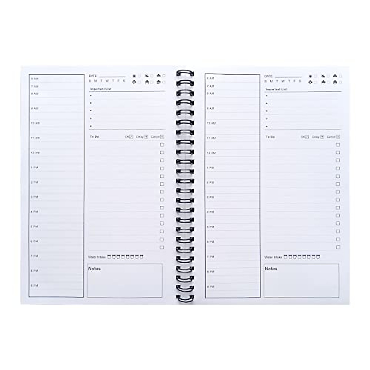Cheneyboo Daily Planner Undated, To Do List Notebook with Hourly Schedule Goal Planner, Set Clearly Goals Increase Productivity, 120 Pages ,5.7"x 8.4", Black
