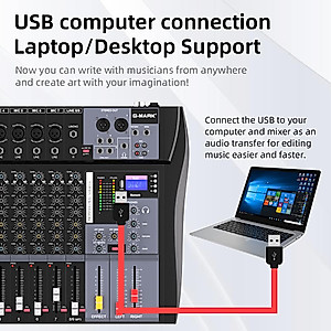 Audio Interface Mixer G-MARK MR80S USB Bluetooth Mixing Console 8 Channel 48V Phantom Power Sound Board Music Reverb For PC Stage Studio DJ Sound Controller Analog Mixer