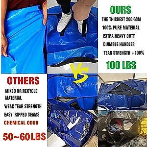 SGPAC Moving Bags Heavy Duty Extra Large with Backpack Straps,Extra Thick Storage Totes with Reinforced Handles for Space Saving,Moving Supplies & Moving Essentials,Alternative to Moving Box,8 Packs