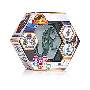 WOW! STUFF PODS - Jurassic Dominion - Velociraptor Blue | Light-Up Bobble-Head Figure | Official Fallen Kingdom Merchandise, Toys and Gifts for Boys and Girls, 4 inches
