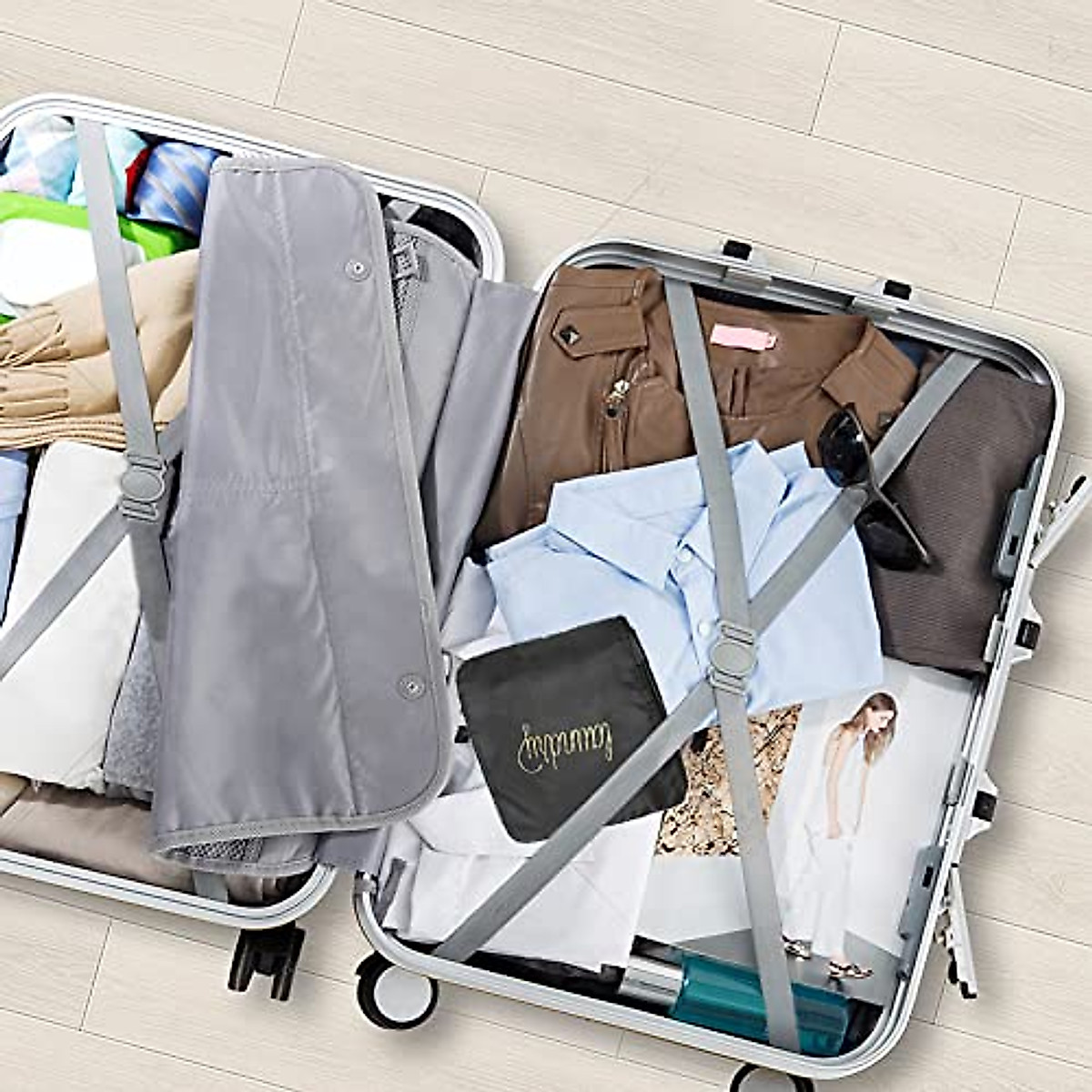 JIANWEI 2pcs Travel Laundry Bag, Expandable Laundry Bag with Drawstring, Small Dirty Clothes Bags, Laundry Basket Clothes Hamper for Traveling(Black)