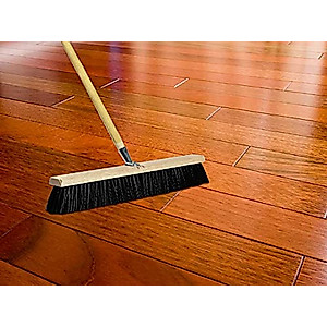 Unvert Black Indoor Push Broom Head – Heavy Duty Hardwood Block – Polypropylene Bristles – Deck Scrub Brush – Two Threaded Handle Holes for Better Assist (14")