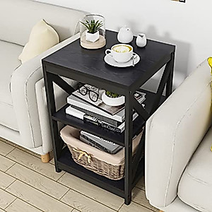 Bigbiglife Living Room Table Set of 3, Industrial X-Design Coffee Table with 2 End Side Tables, Modern 3 Pieces Coffee Table Set with Metal Frame for Apartment Home Office, Easy to Assemble, Black