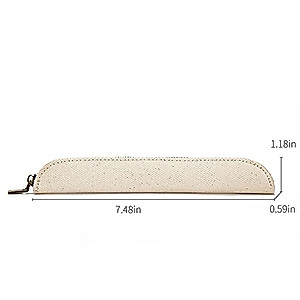 Canvas pencil case cartucheras de maquillaje pure color simple mini pencil case apple pencil pen case (Beige, S)