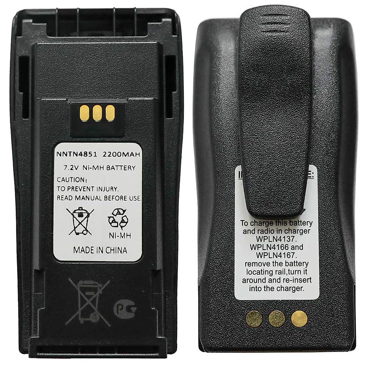 Teseko NNTN4851 NNTN4851A NNTN4496 NNTN4497AR NNTN4970A 7.2V 2200mAh Ni-MH Two-Way Radio Battery Replacement for Motorola CP040 CP140 CP150 CP160 CP180 CP200 PR400 EP450+Belt Clip