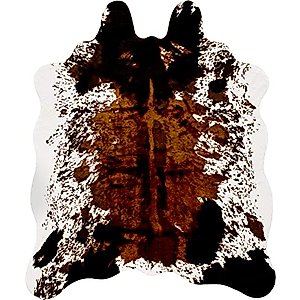 Soft Medium Faux Cowhide Rug (4.3ft x 5.6ft) - Cruelty-Free Animal Hide Carpet - Non-Slip Rug, Cow Print Decor - Farmhouse, Western Floor Rugs for Living Room, Bedroom, Dining Area or Office