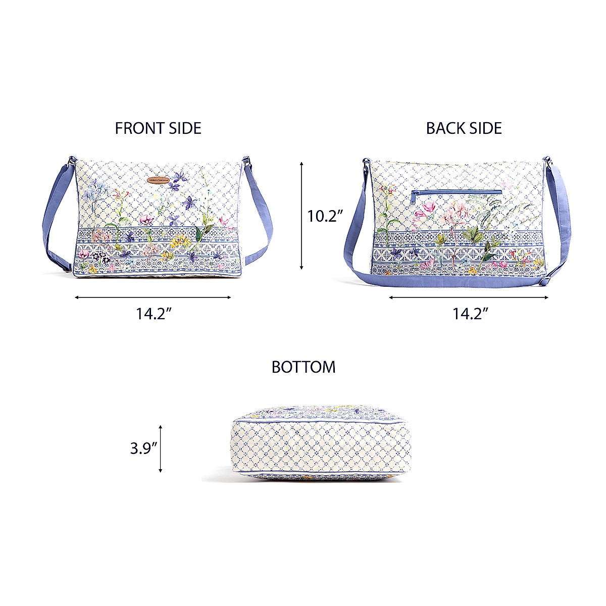 Maison d' Hermine Hand Bag Cotton Adjustable Shoulder Strap Cross Body Tote purse with Zippered & Slip Pockets for Gifts, Women Office Travel Shopping, Faience