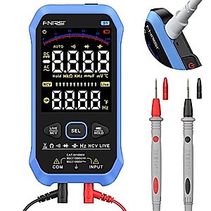Digital Multimeter FNIRSI S1 Smart Electrical Tester NCV Measures AC/DC Voltage Resistance Continuity Capacitance Temperature Frequency Diode Live Wire Auto Measurement 9999 Counts TRMS