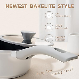 FPANO 2 QT Sauce pan with Lid, 2 Quart Die-Cast SaucePan Milk Pots, Small Soup Pot with Soft Touch Handle, Non-Toxic Kitchen Cookware for Boiling Gravies, Pasta, Noodles, Induction Campatible