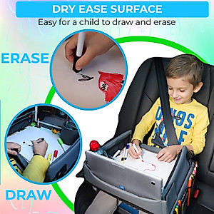 Kids Travel Tray, Carseat Tray for Kids Travel, Road Trip Essentials Kids Car Tray, Car Seat Tray & Kids Lap Tray - Keeps Children Entertained | Portable & Foldable Car Seat Table Tray for Kids