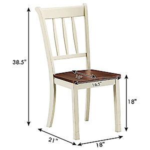 Giantex Solid Wood Dining Chairs Set of 2, Farmhouse Armless Kitchen Chair with Rake Back, Wooden Whitesburg Dining Room Chairs