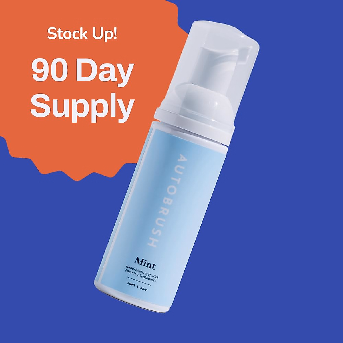 autobrush Original Mint Flavor Fluoride-Free Foaming Toothpaste for Adults, Whitening & Deep Cleaning, Travel Friendly, Anti-Cavity, Foam Toothpaste (3 Pack)